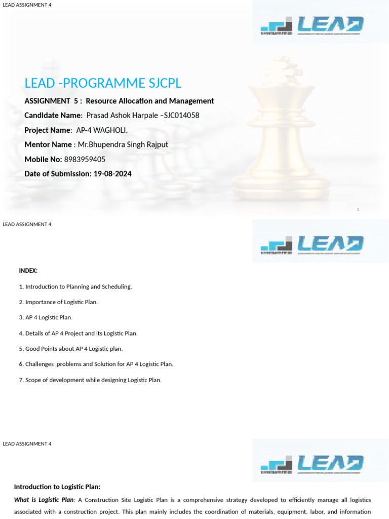 Lead Assign 6- Resource Management | PDF | Logistics | Crane (Machine)
