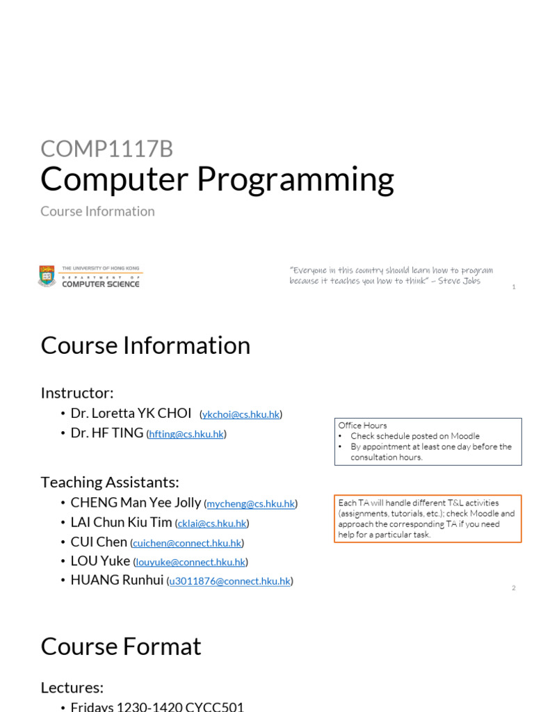 COMP1117_00 Course Information | PDF | Plagiarism | Computer Programming