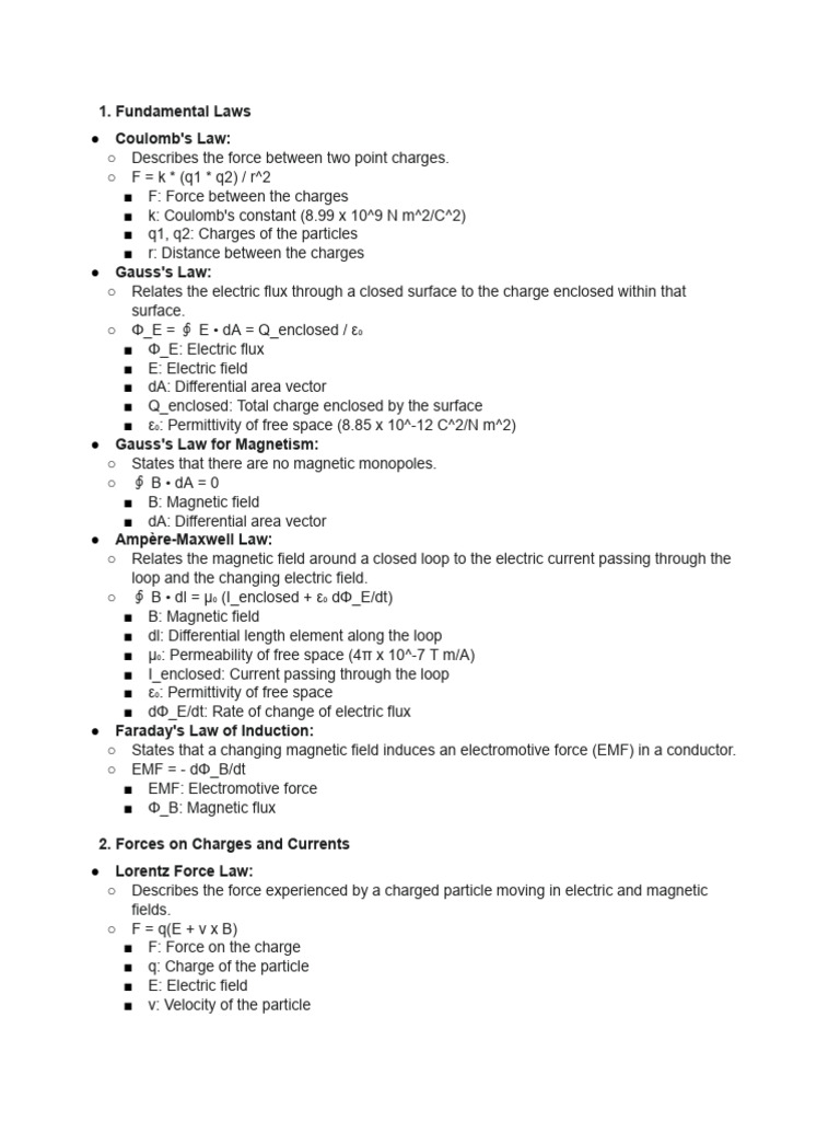 Formulas Related To Electromagneteic . | PDF | Magnetic Field ...