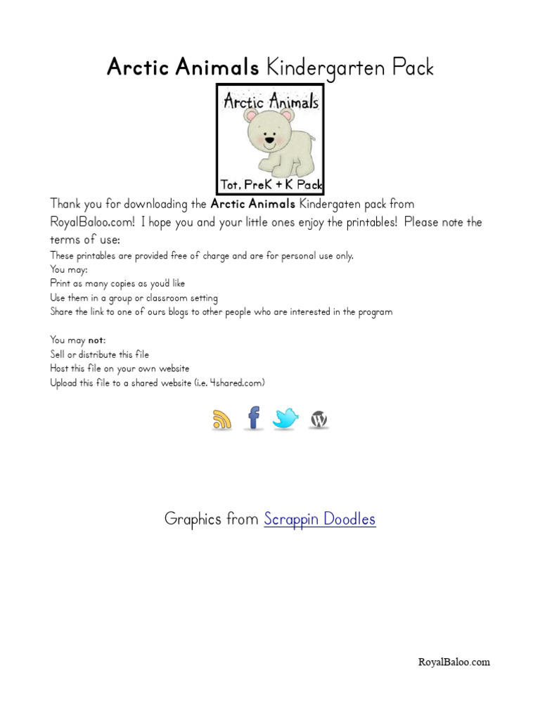 Arctic Animals Kindergarten Printables | PDF | Inuit | Polar Bear
