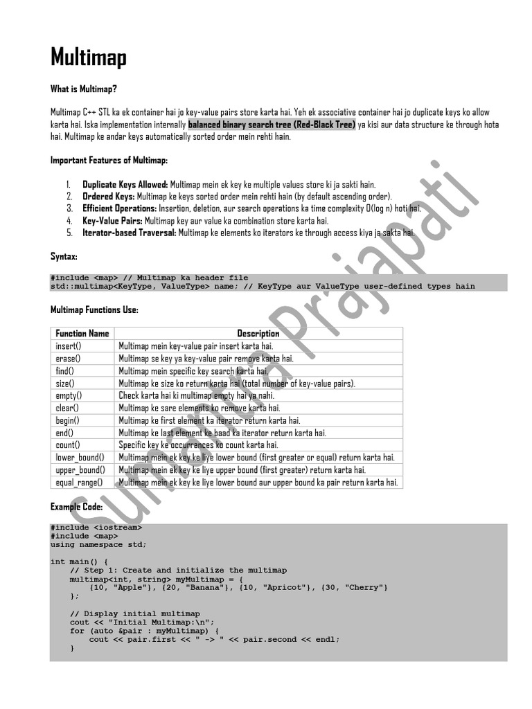 Understanding C++ Multimap Features | PDF | Software Engineering ...