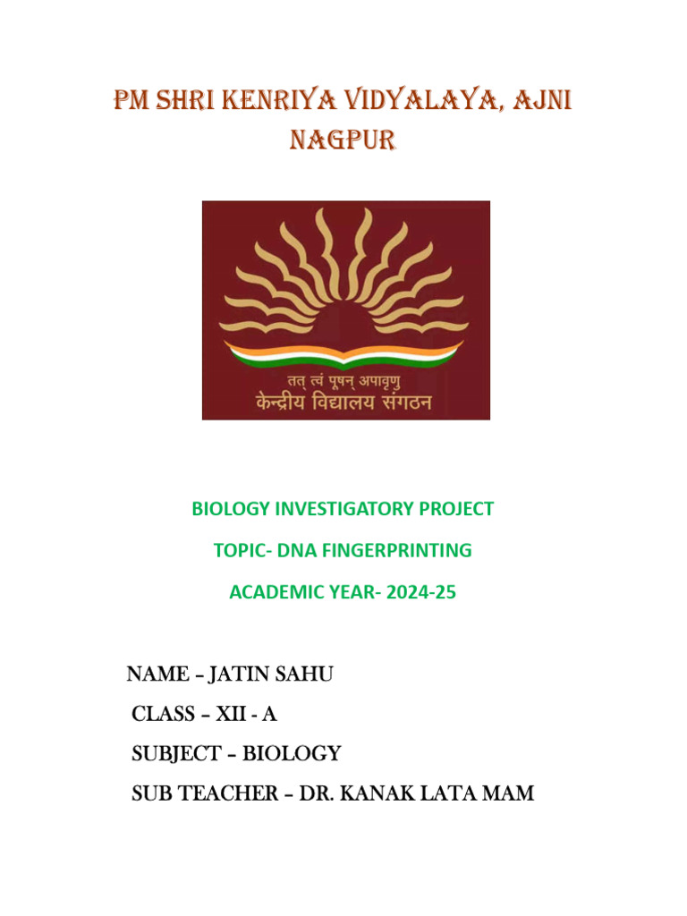 Dna Fingerprinting Investigatory Project 2024-25 Class-12 | PDF | Gel ...
