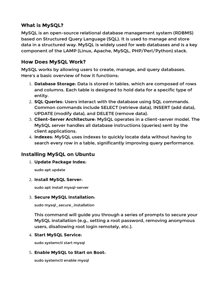 MySQL_Summary | PDF | Databases | My Sql MySQL_Summary | PDF | Databases | My Sql