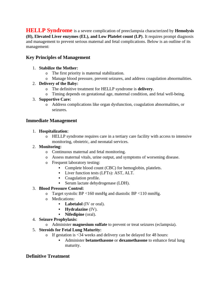 HELLP Syndrome | PDF | Clinical Medicine | Medical Specialties