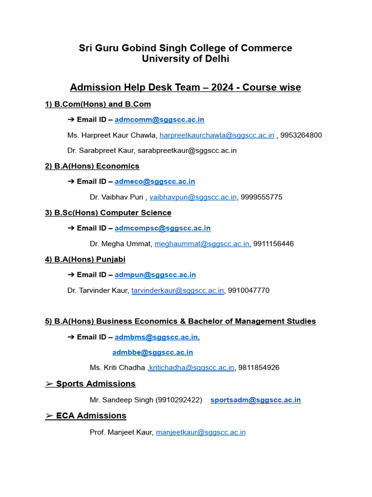 SGGSCC Helpdesk 2024 | PDF