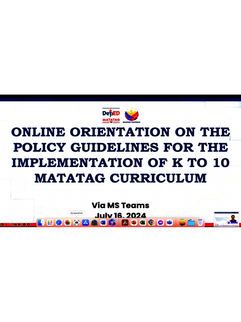 Online Orientation For Policy Guidelines On MATATAG Curriculum Implementation | PDF