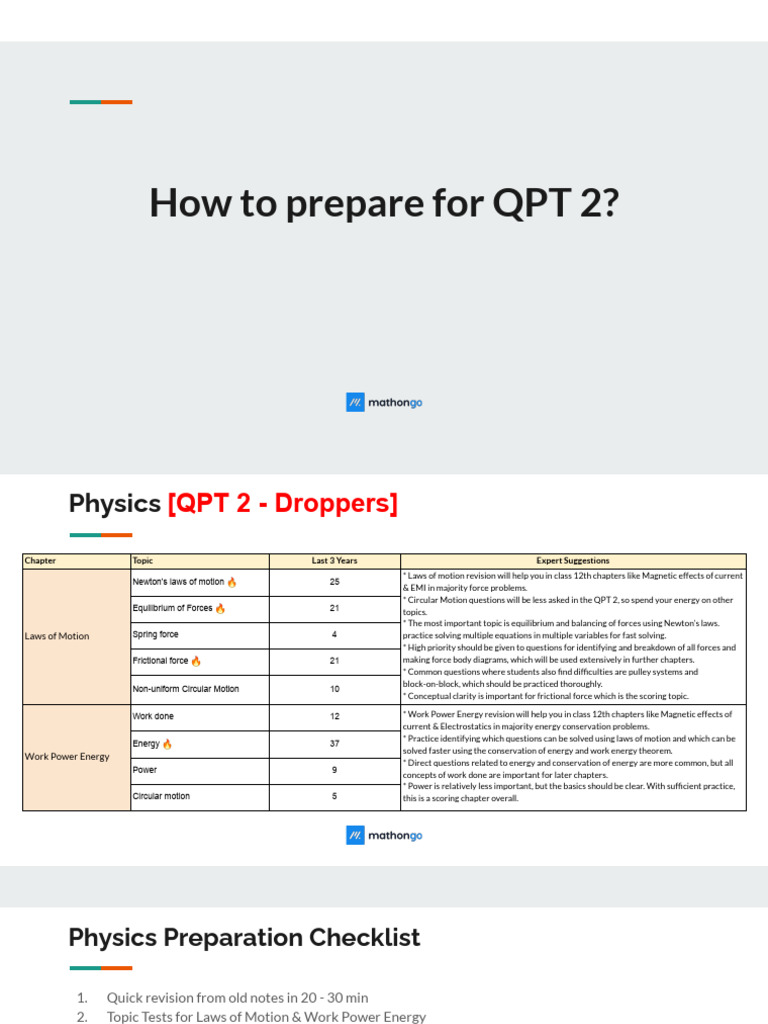 QPT 2 Preparation Guide for Droppers | PDF | Trigonometry | Force