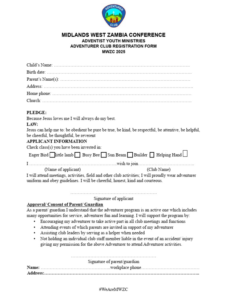 MWZC - Adventurer Form | PDF