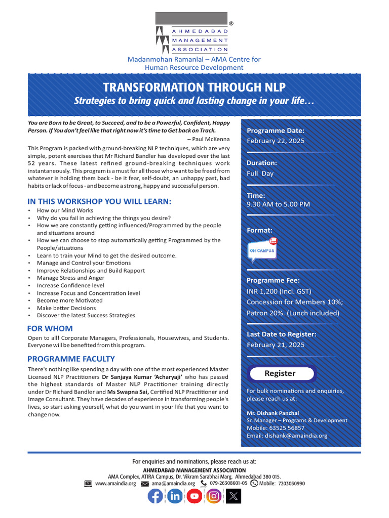 Transformation Through NLP February 22 2025 | PDF | Neuro Linguistic Programming | Hypnotherapy