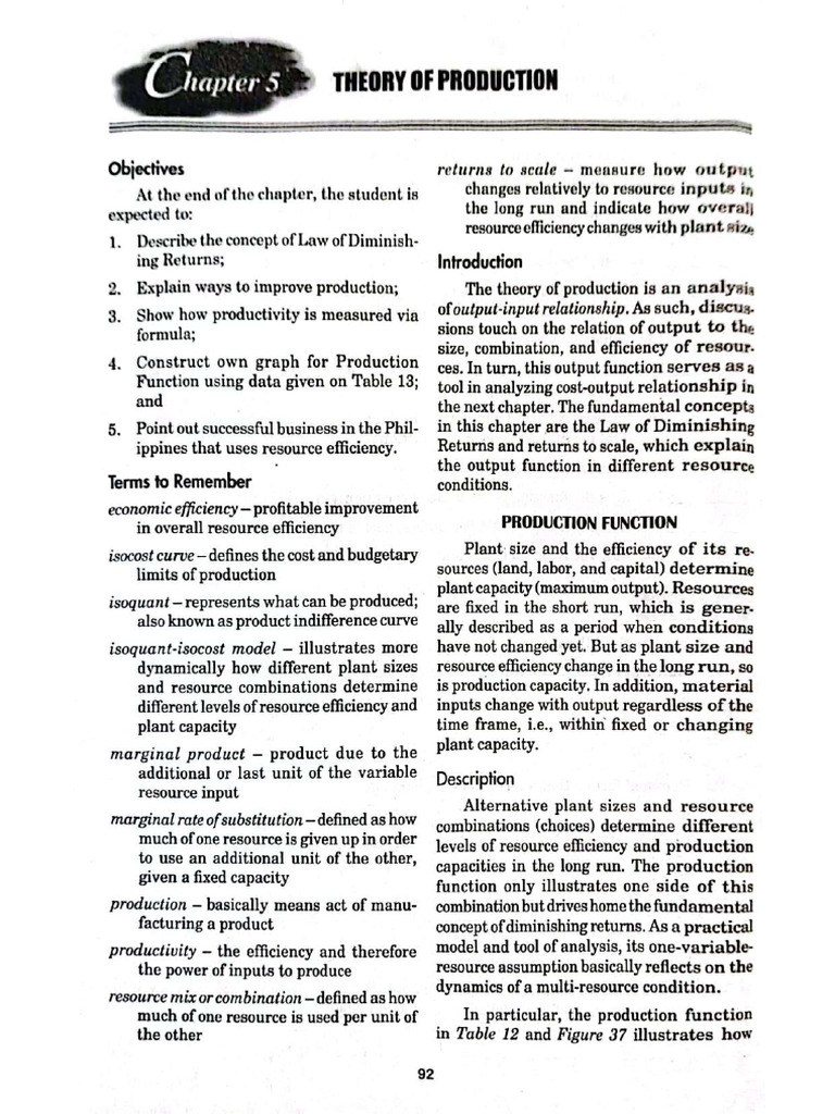 Chapter 5 Theory of Production | PDF