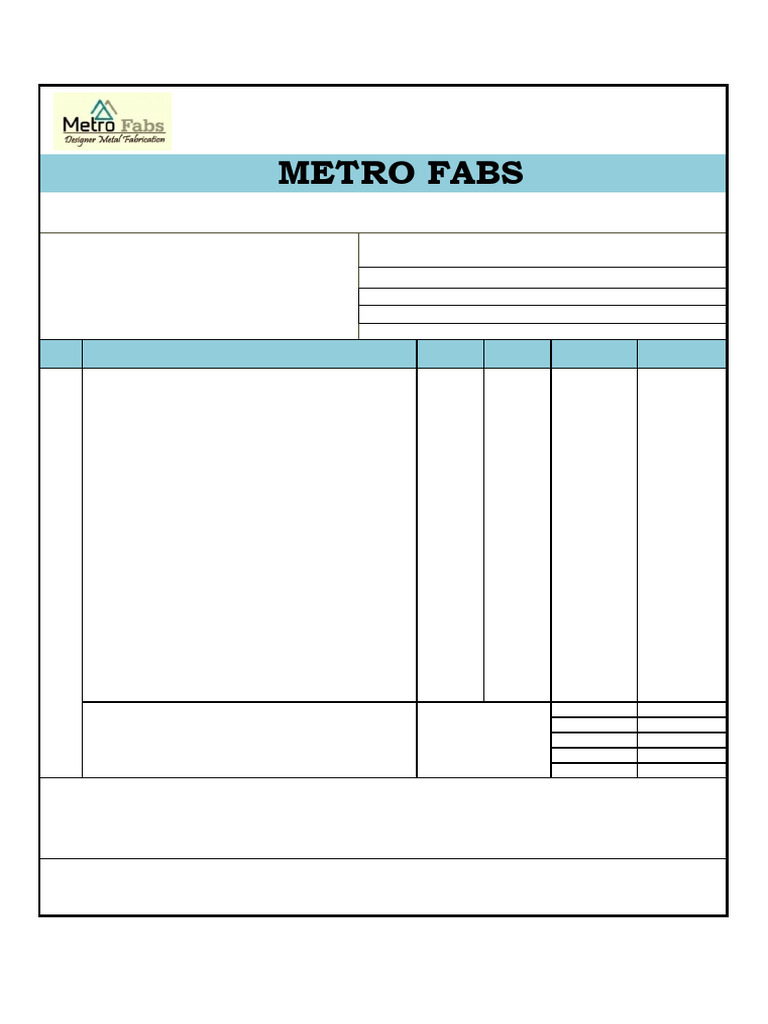 Invoice for Metro Fabs Purchase | PDF