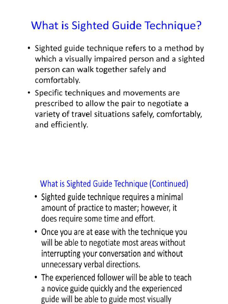 Sighted Guide Techniques | PDF