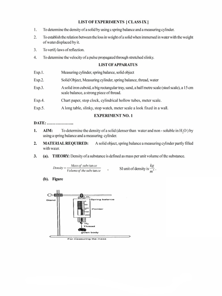 Physics Practicals Class 9 | PDF