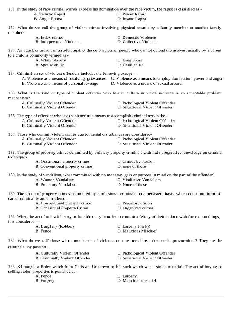 Types of Violent Crimes and Offenders | PDF | Crimes | Crime & Violence