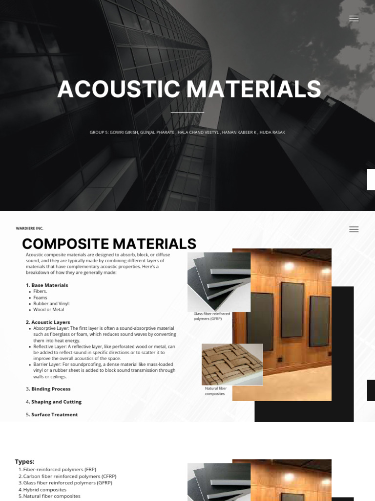 Acoustic Materials Overview and Applications | PDF | Plaster | Building ...