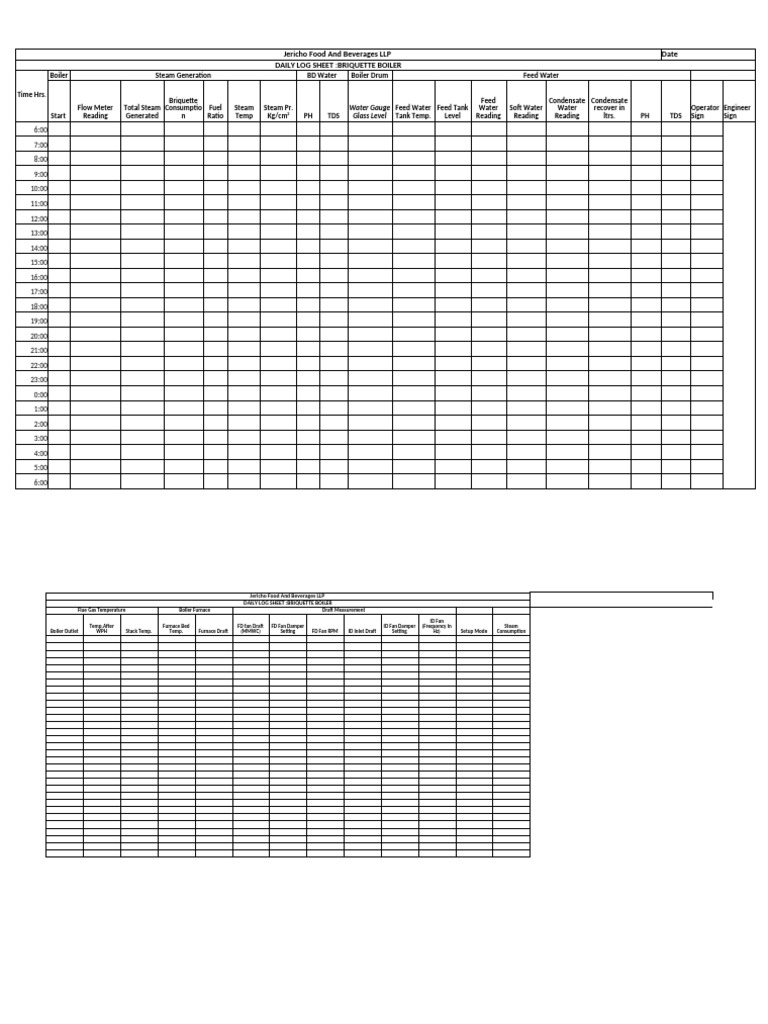 Daily Log for Briquette Boiler | PDF