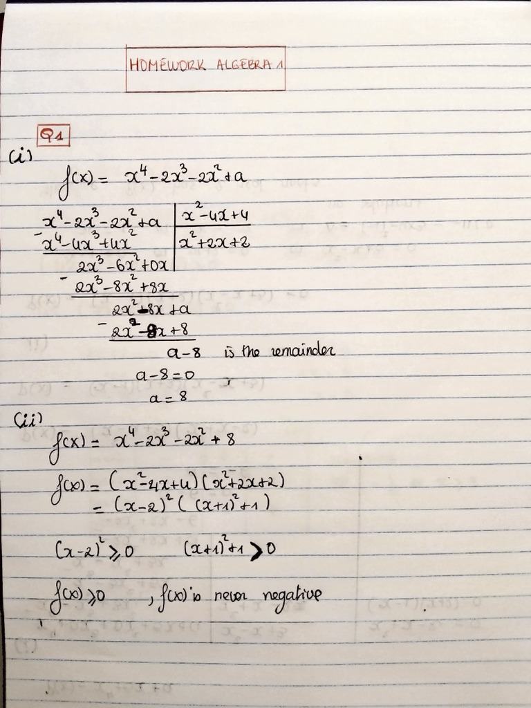 Homework Algebra 1 | PDF