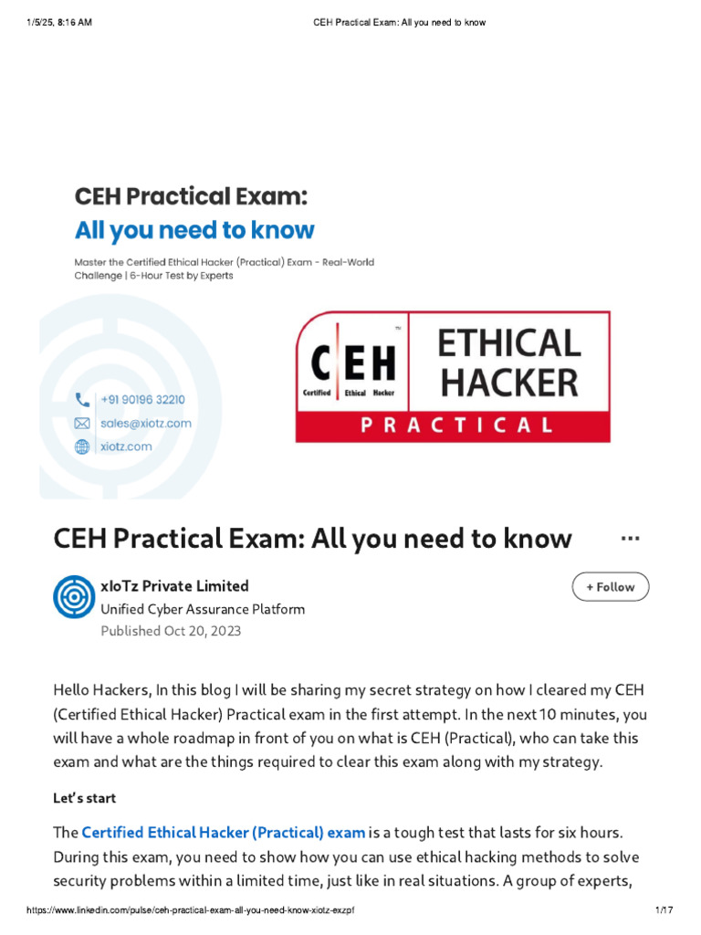 CEH Practical Exam - All You Need To Know | PDF | Security Hacker | White Hat (Computer Security)