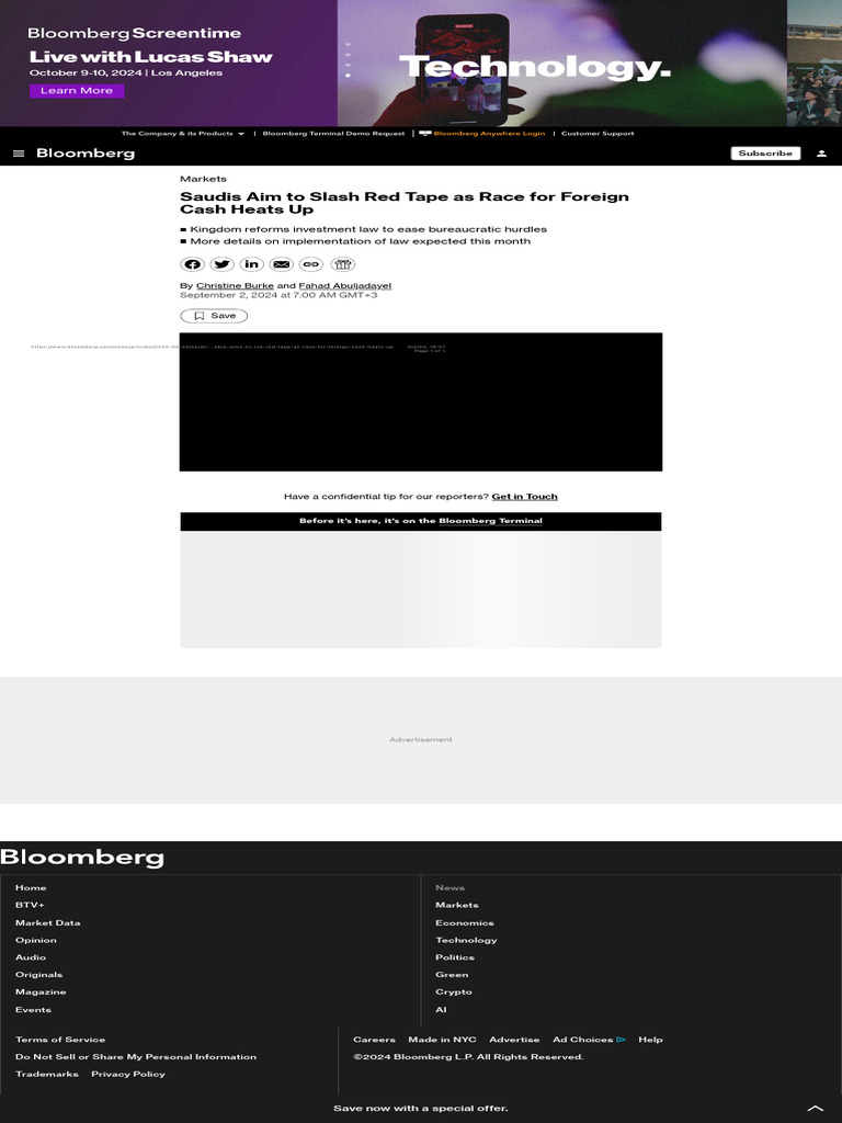 Saudi Arabia Aims To Cut Red Tape As Race For Foreign Cash Heats Up - Bloomberg | PDF ...