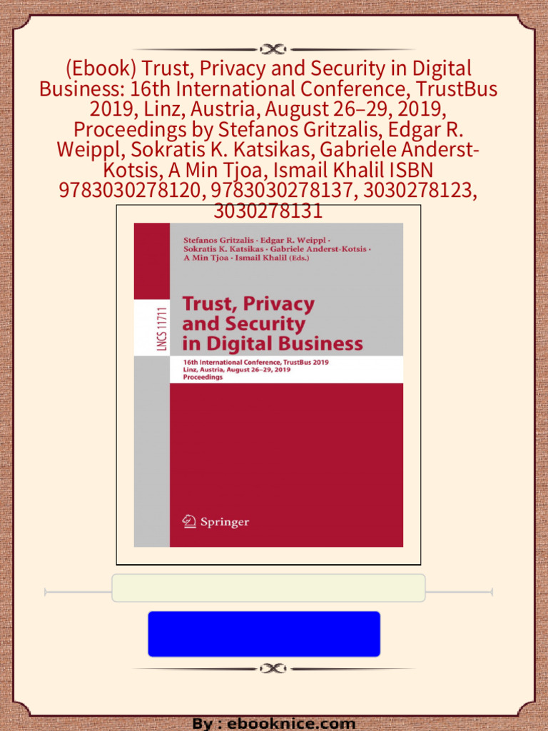 (Ebook) Trust, Privacy and Security in Digital Business: 16th International Conference, TrustBus ...