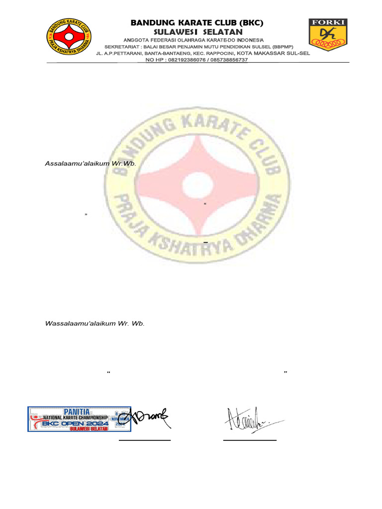 Surat Dispensasi Kejuaraan | PDF