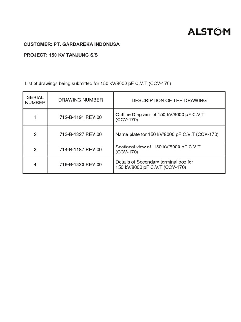 TANJUNG 150kV CVT DRAWINGS | PDF