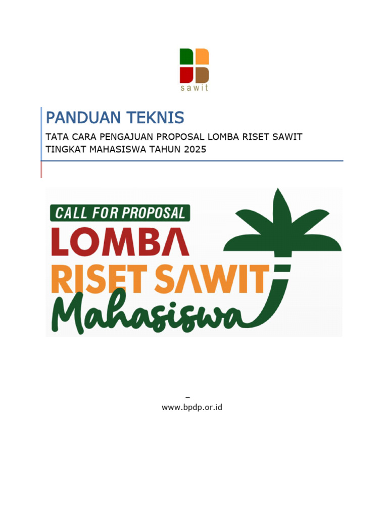 Panduan Lomba Riset Sawit 2025 | PDF