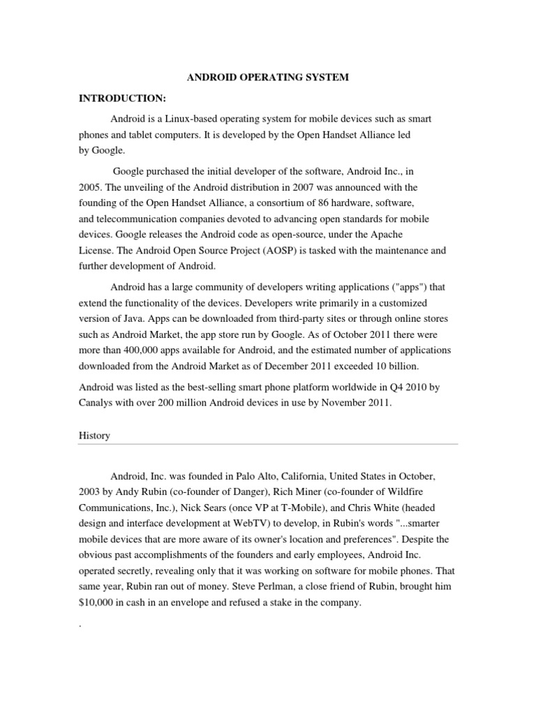Android Operating System | PDF | Android (Operating System) | Google Play