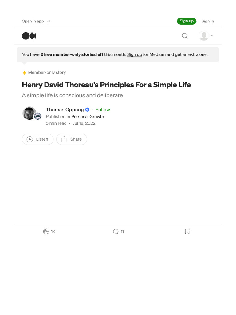 Thoreau's Guide to Simple Living | PDF | Simple Living | Walden
