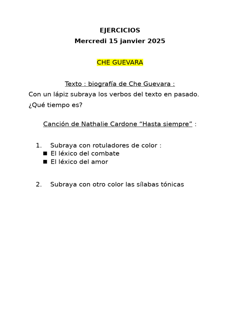 Ejercicios Che Guevara | PDF