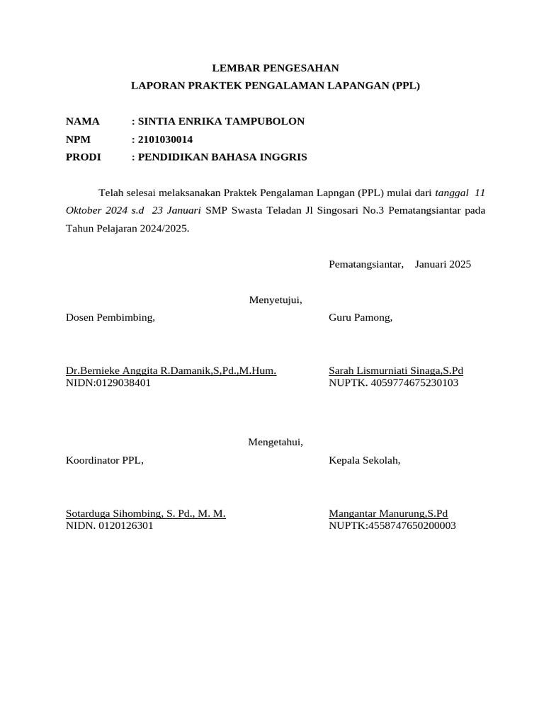 A1 LEMBAR PENGESAHAN | PDF