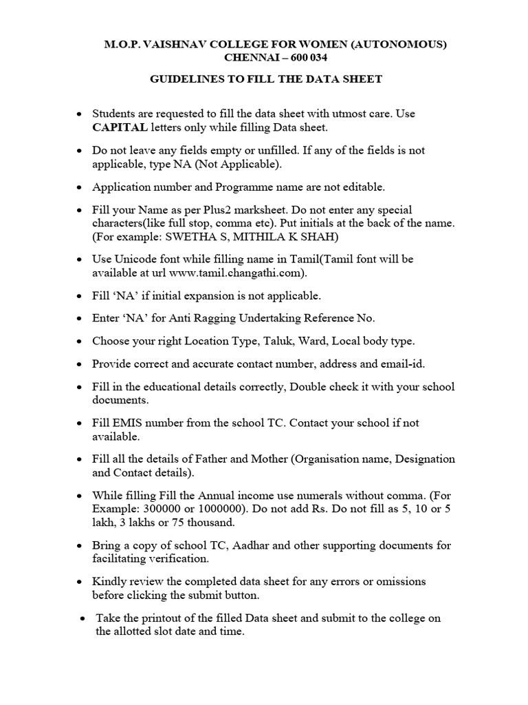 Guidlines - Datasheet2024 2 | PDF