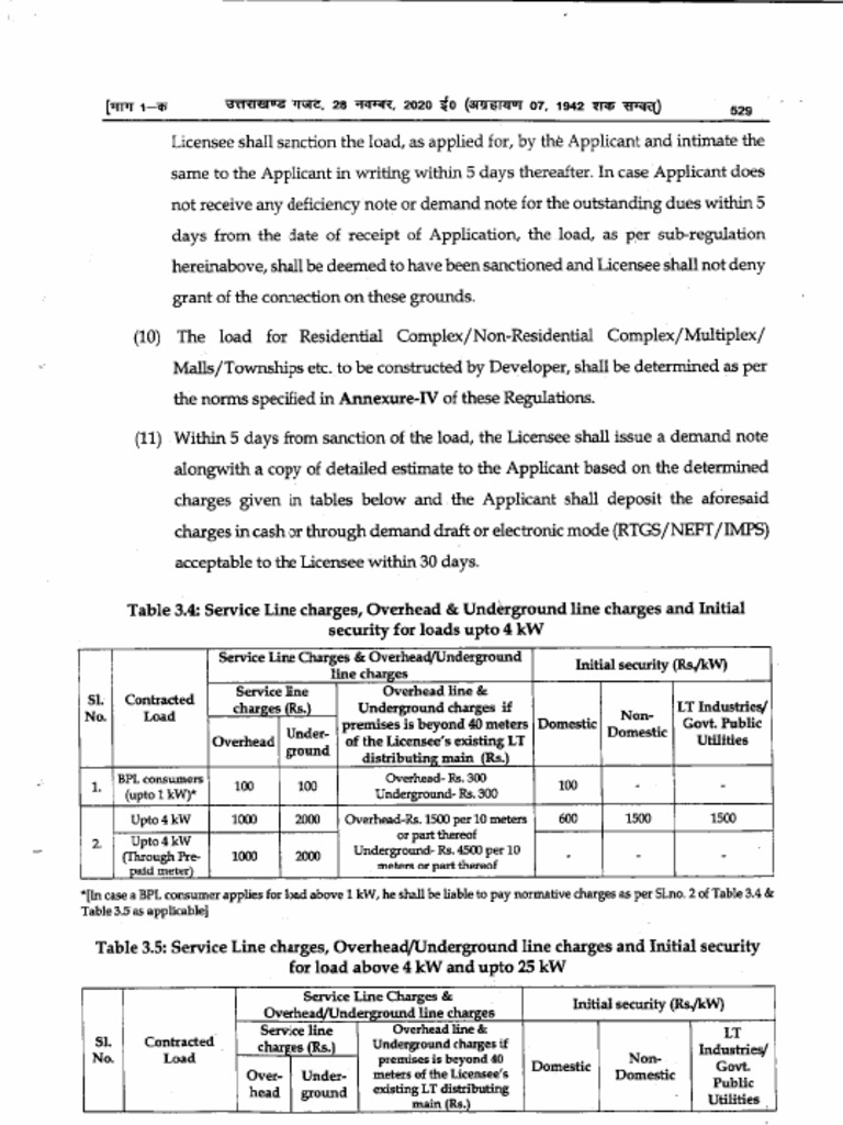 LT New Connection Charges | PDF