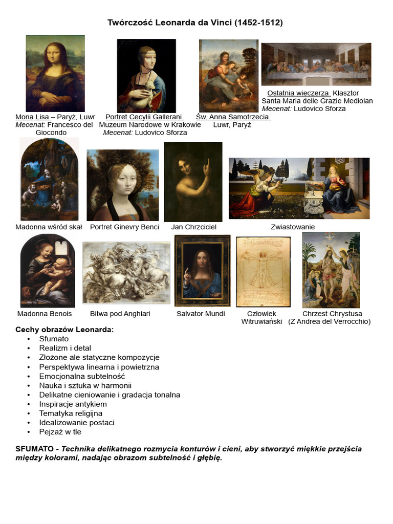 Leonardo Da Vinci - Obrazy | PDF