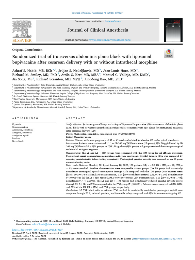 Journal of Clinical Anesthesia: Original Contribution | PDF | Analgesic ...