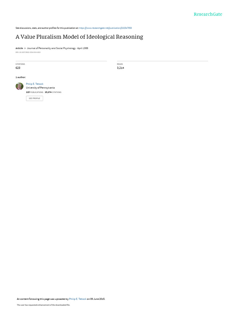 A Value Pluralism Model of Ideological Reasoning | PDF