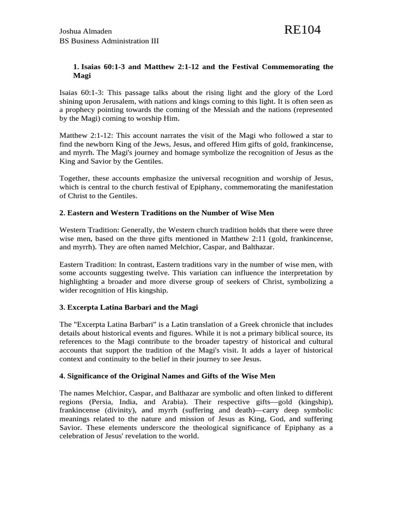 Magi's Gifts: Symbolism and Traditions | PDF | Biblical Magi ...