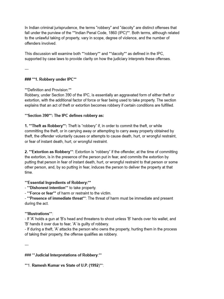 robbery and decoity | PDF | Robbery | Crimes