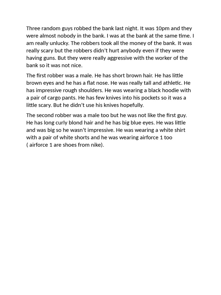 Three Random Guys Robbed The Bank Last Night | PDF