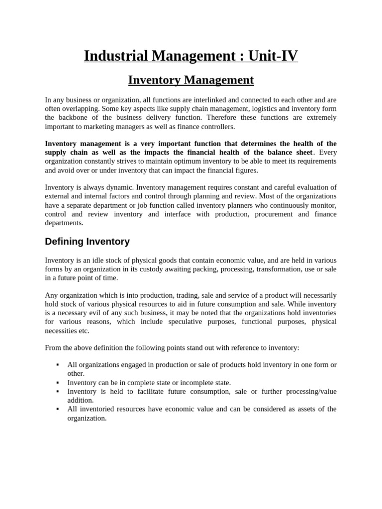 Inventory Management Strategies Explained | PDF | Inventory | Lean Manufacturing