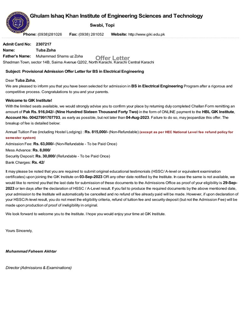 Offer Letter | PDF | Payments