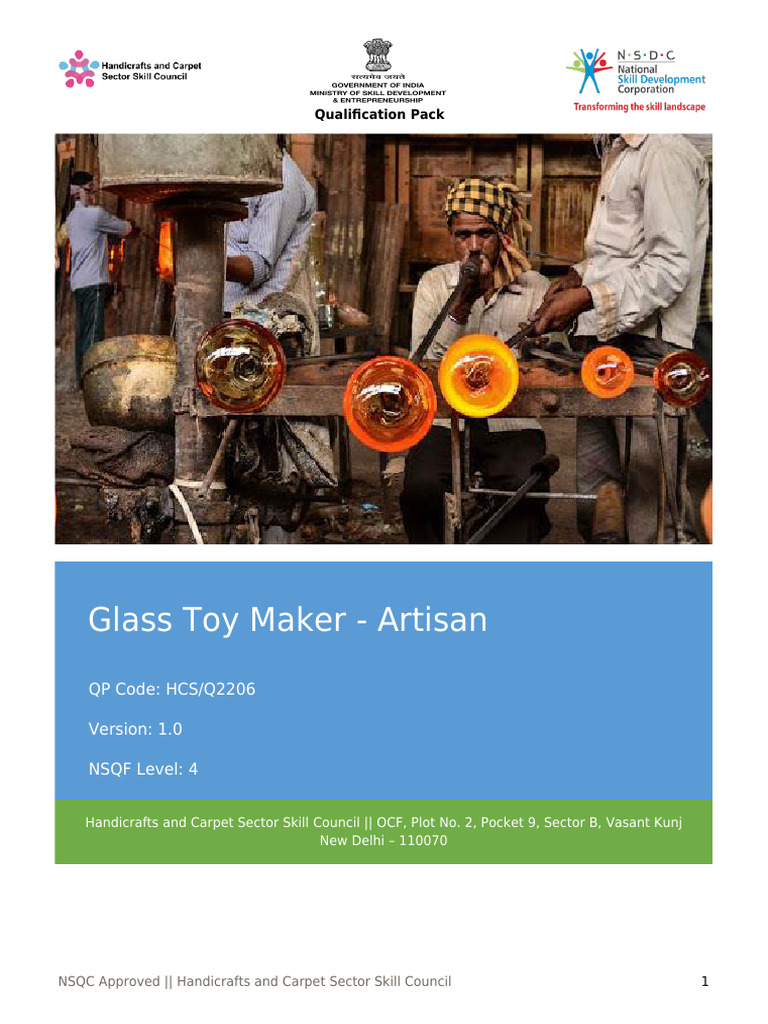 Glass Toy Maker Qualification Pack | PDF | Safety | Personal Protective ...