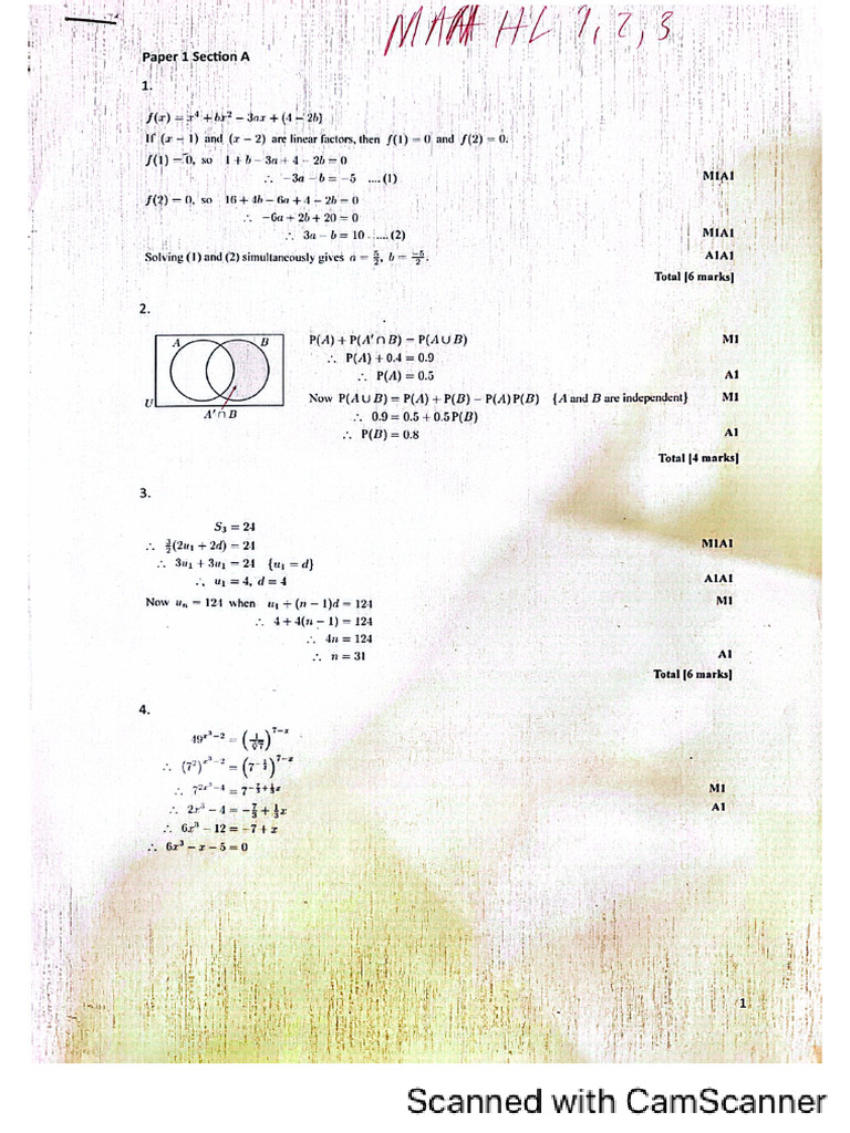 Correction Paper 1,2,3 HL Mock Exams | PDF