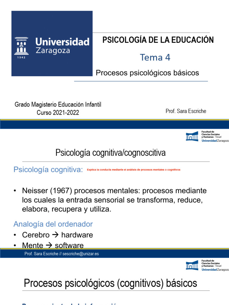 Procesos Psicológicos básicos | PDF | Memoria | Percepción
