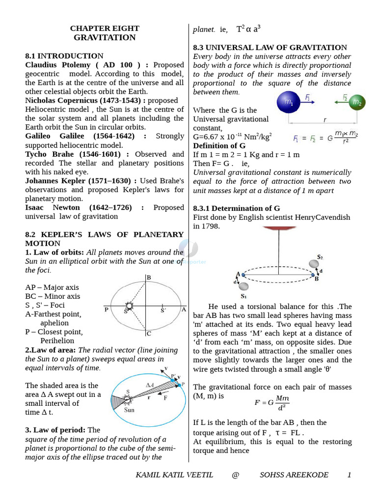 Gravitation: Laws and Concepts | PDF | Newton's Law Of Universal ...