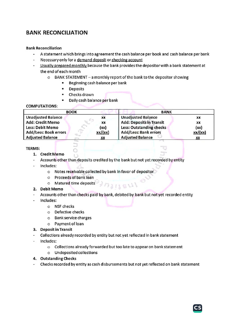 Bank Recon Reviewer | PDF