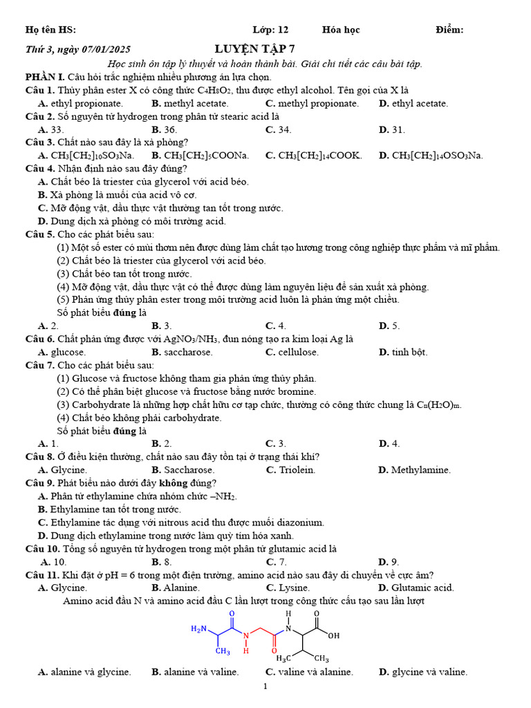 Tuhoc Hoa 12 - 07-01 - C10, Ta11 | PDF