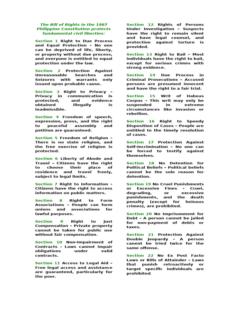1987 Philippine Constitution - Article 3 Bill of Rights | PDF | Ex Post ...