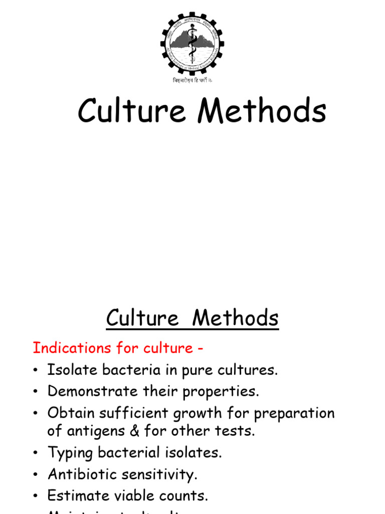 Culture_Methods bacteria | PDF | Biology | Microbiology