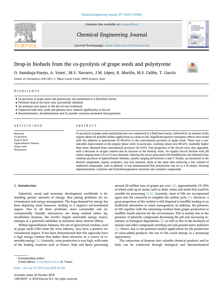 Drop-In Biofuels From The Co-Pyrolysis of Grape Seeds and Polystyrene ...
